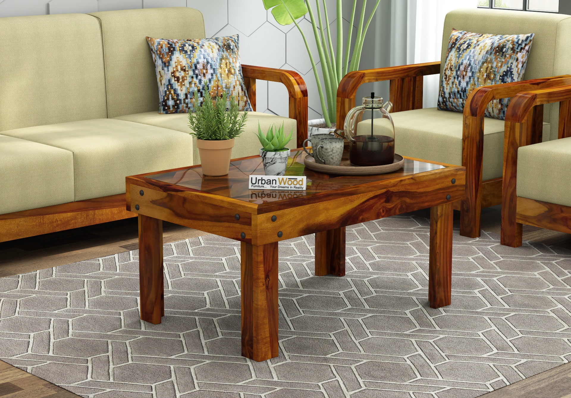 Buy Trace Coffee Table ( Honey Finish ) Online in India | UrbanWood